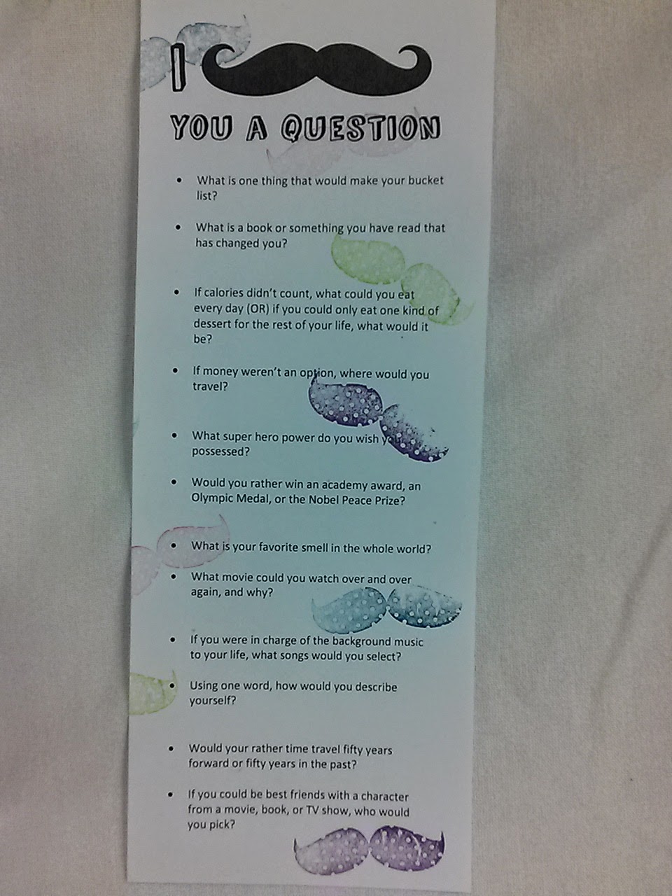 Cactus View Relief Society: May's "I Mustache You a Question" Enrichment